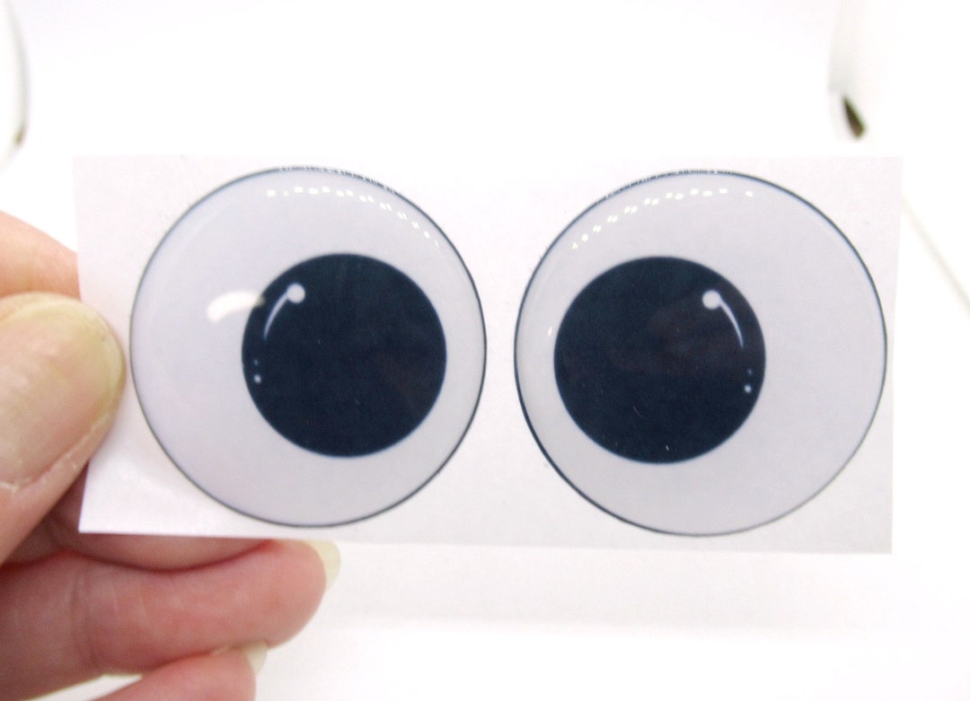 3D Adhesive Eyes - Large Eye Stickers - 1 Pair - Black and White Resin ...
