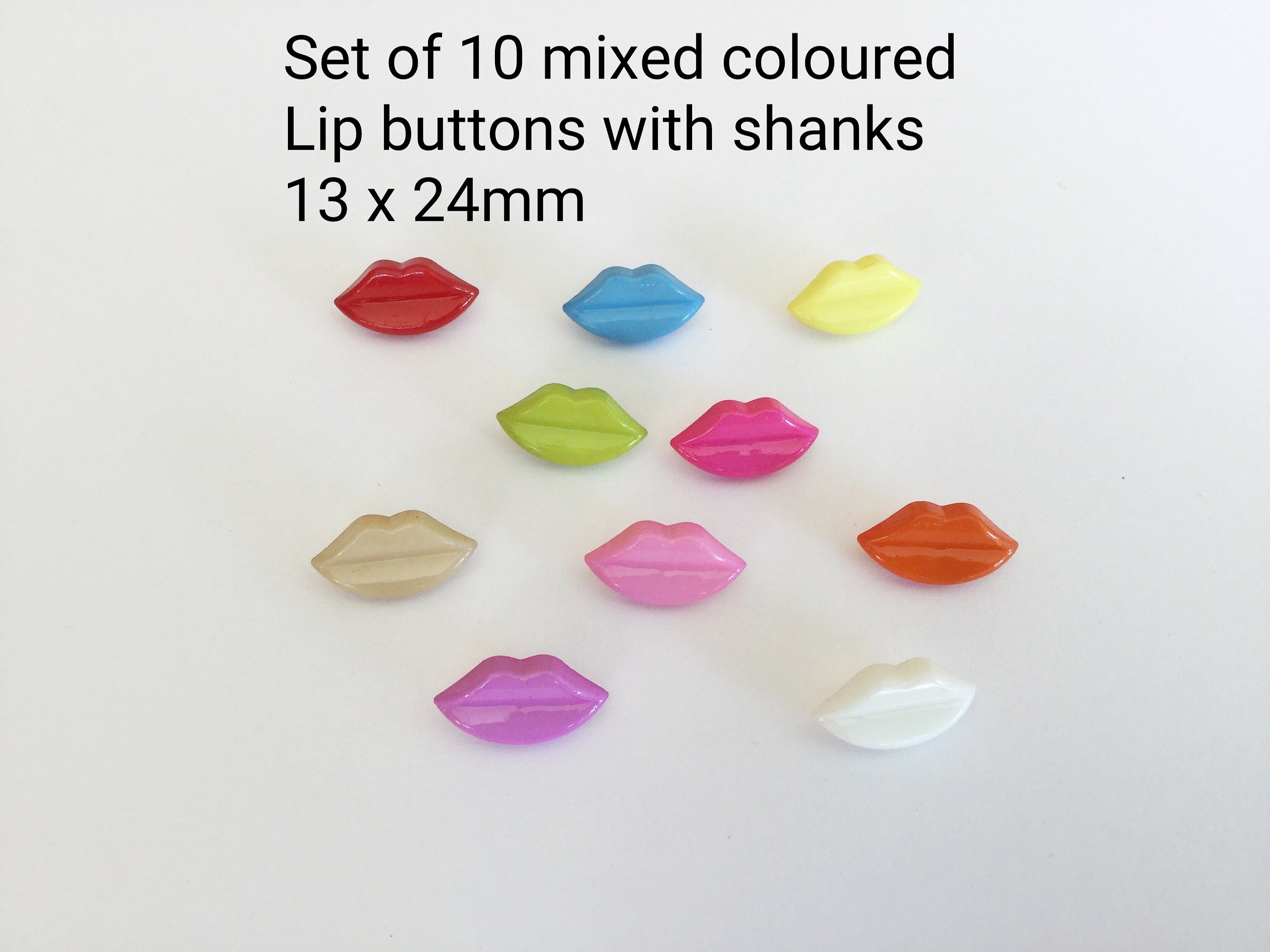 Plastic lip buttons decorative buttons set of 10 mixed | Etsy