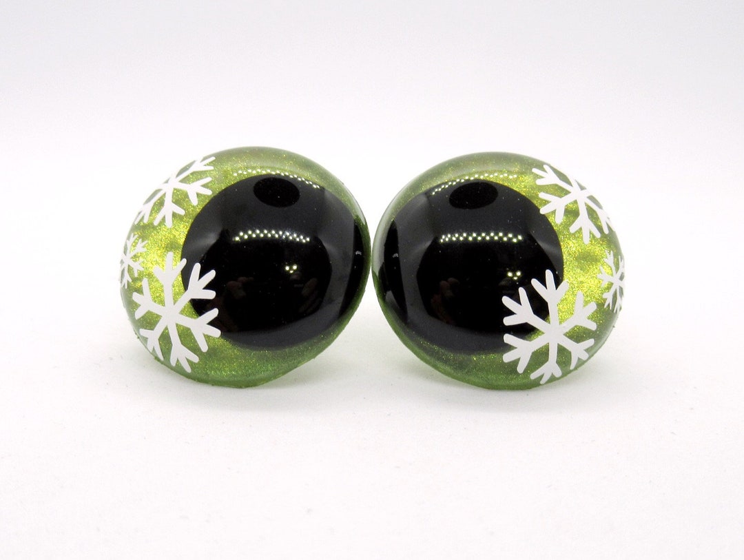 One Pair of Hand Painted 28mm off Set Pupil Safety Eyes With Snowflake ...