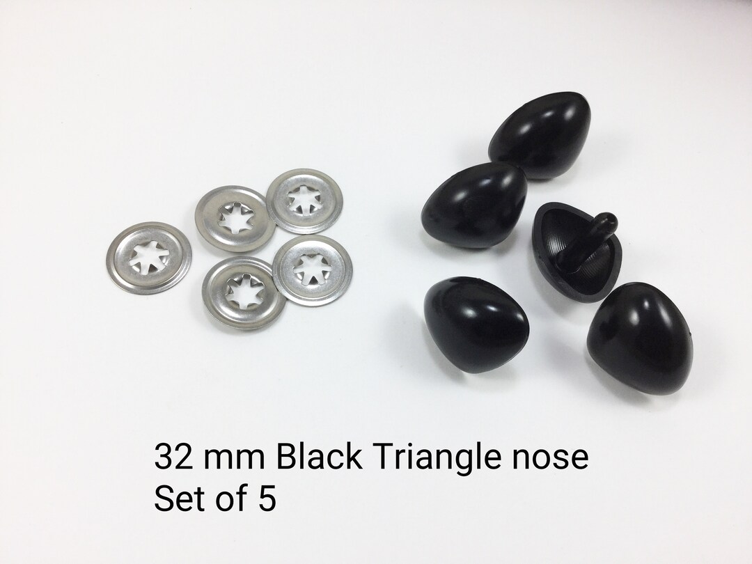 32mm Large Black Triangle Animal Nose - Set of 5 - Amigurumi Plastic ...