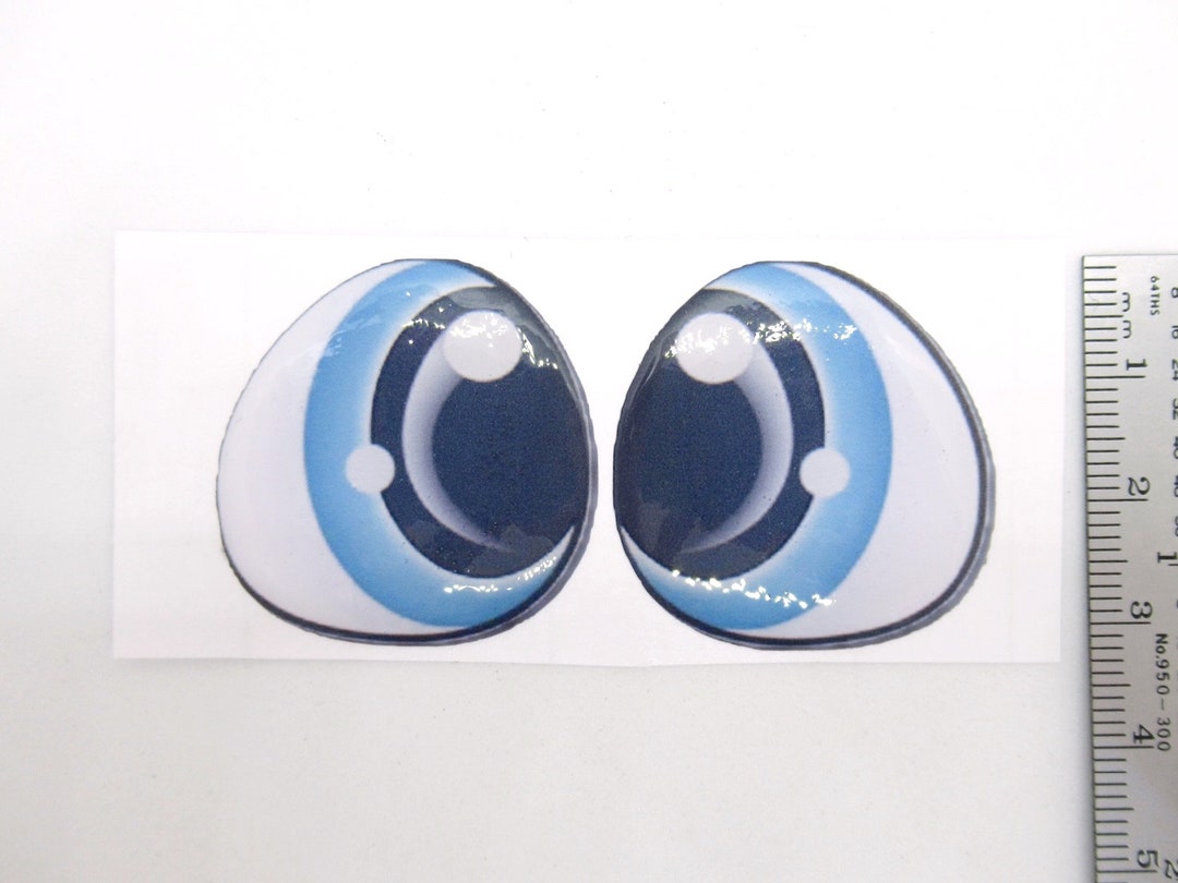 3D Adhesive Eyes - Large Eye Stickers - 1 Pair - Blue - Resin - 1.25 X ...