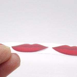 2D Adhesive Lip Stickers Red Lip Stickers 6 Pieces 1 X 0.5 Appliqué ...