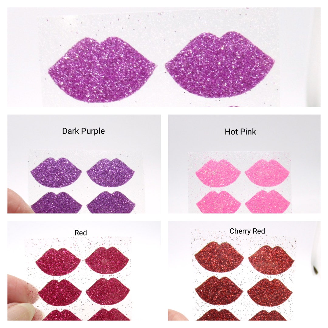 Heat Transfer Vinyl Glitter Lips - 1 Inch Lips - Iron on Lips - 8 ...