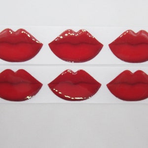 2D Adhesive Lip Stickers Red Lip Stickers 6 Pieces 1 X 0.5 Appliqué ...