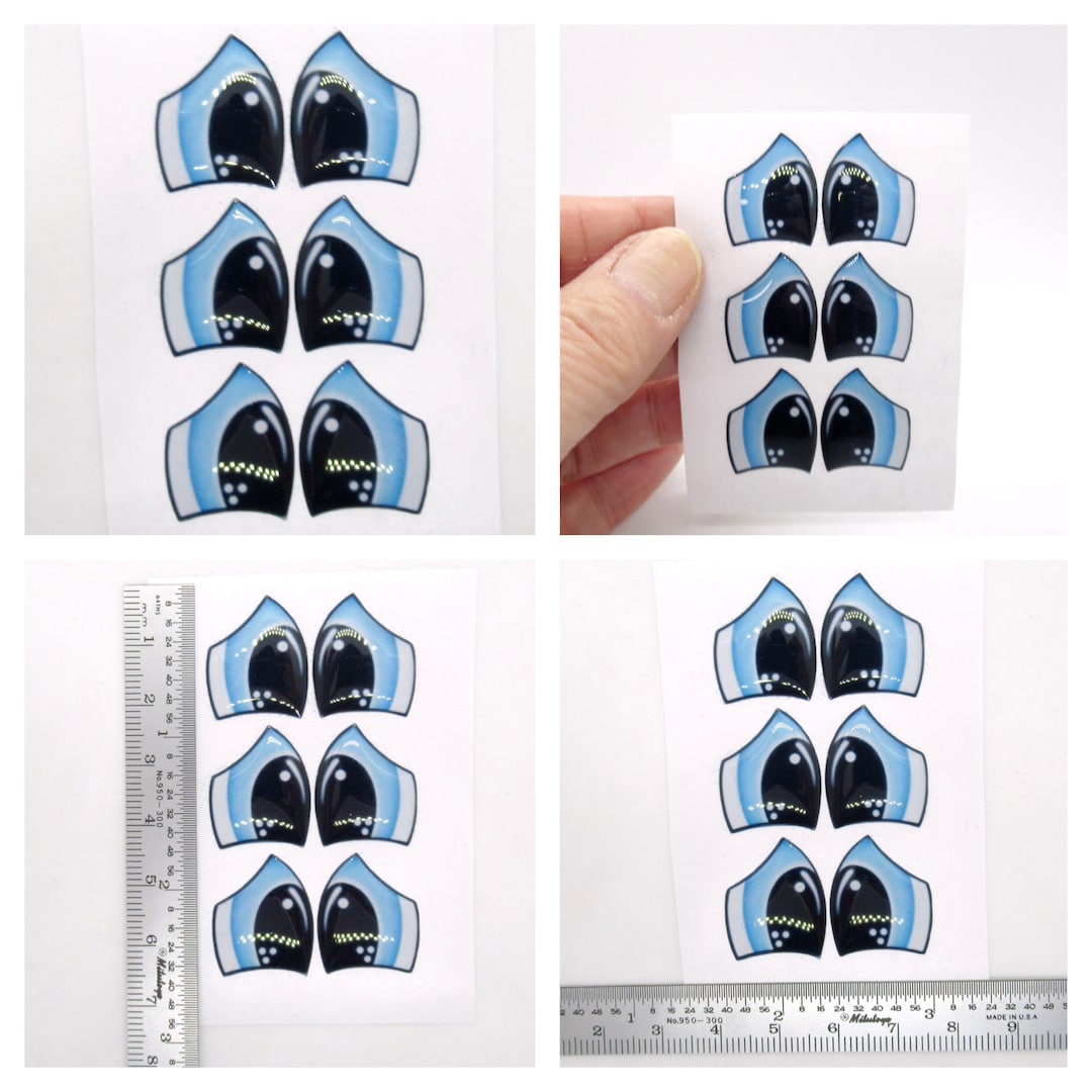 3D Adhesive Eyes Blue Eye Stickers 3 Pairs of Eyes 20 X 18 Mm Appliqué ...
