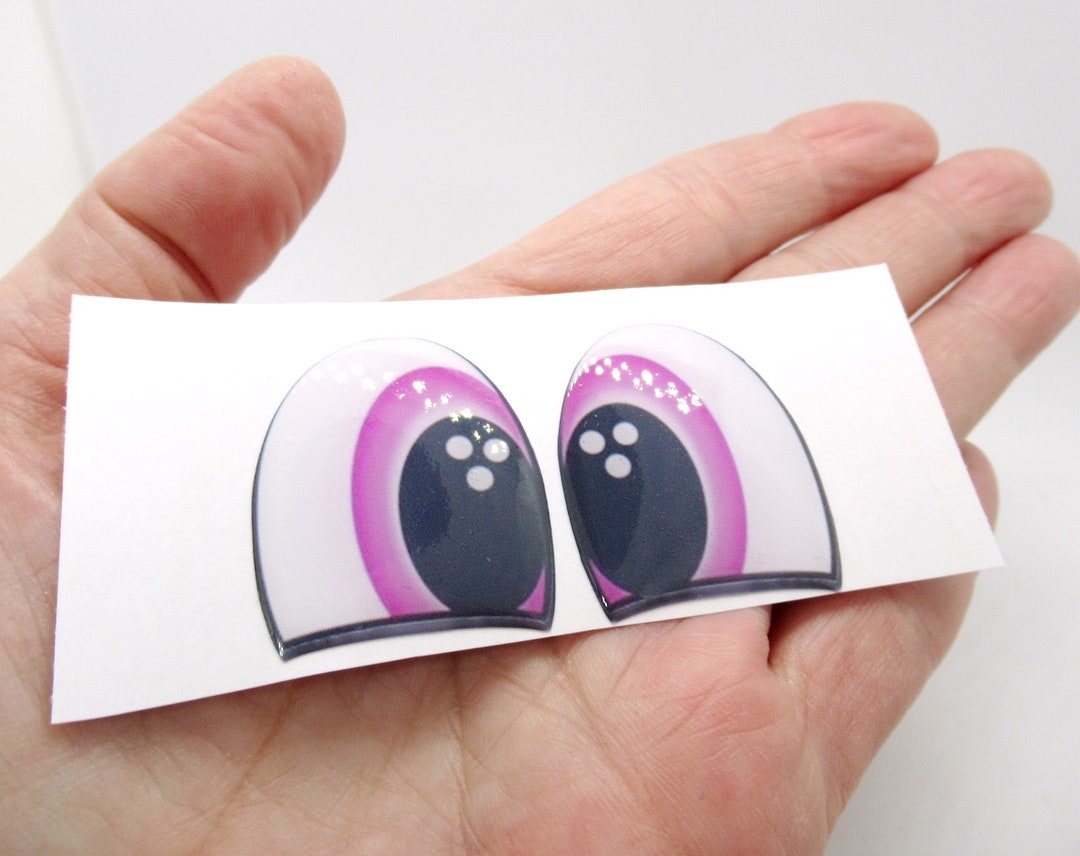 3D Adhesive Eyes - Large Eye Stickers - 1 Pair - Pink - Resin - 1.25 X ...