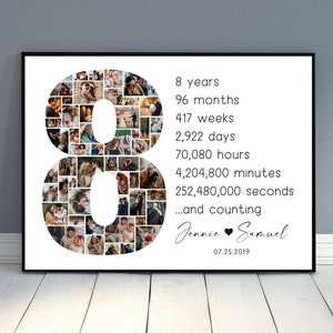8th Year Anniversary Photo Collage, Number 8 Collage, Number Photo ...