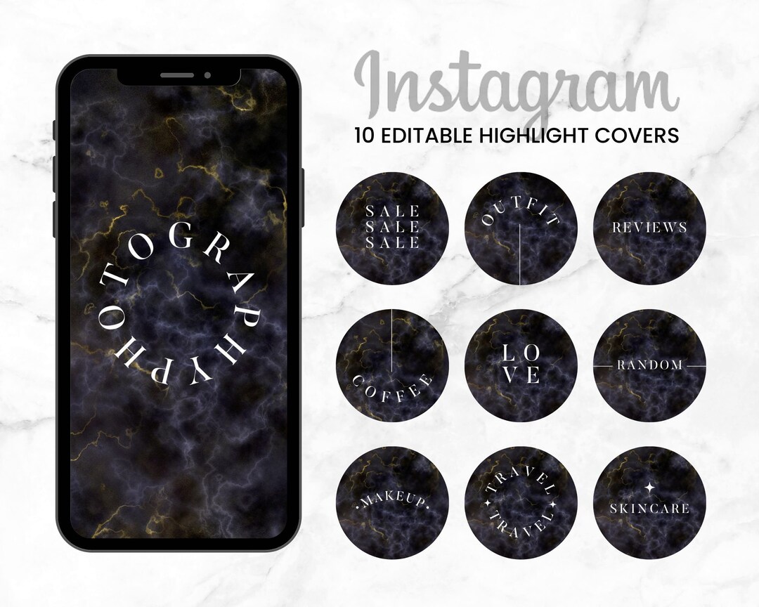 DIY Marble Instagram Highlight Covers, Editable Instagram Story, Text ...