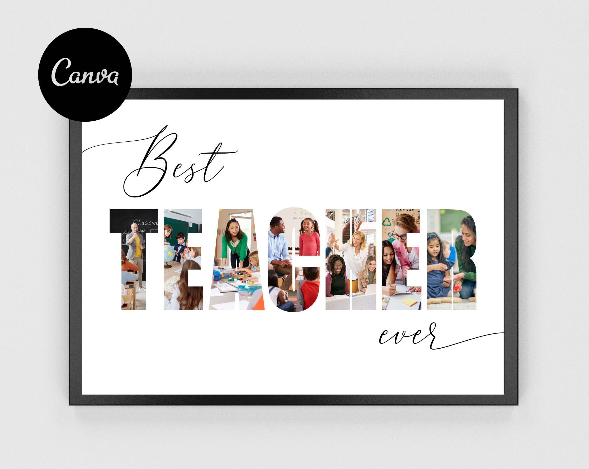 Personalized Teacher Photo Collage Frame (PDF Template) - Etsy