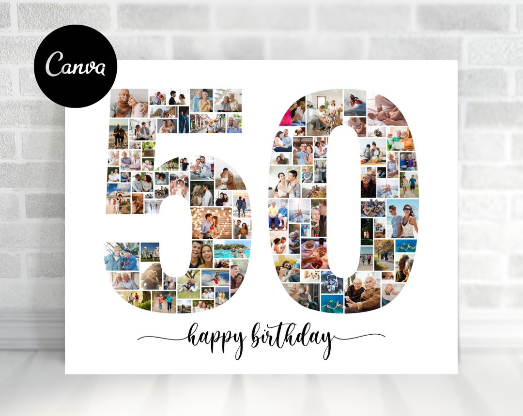 50th Birthday Photo Collage, Number Collage, Number Photo Collage ...