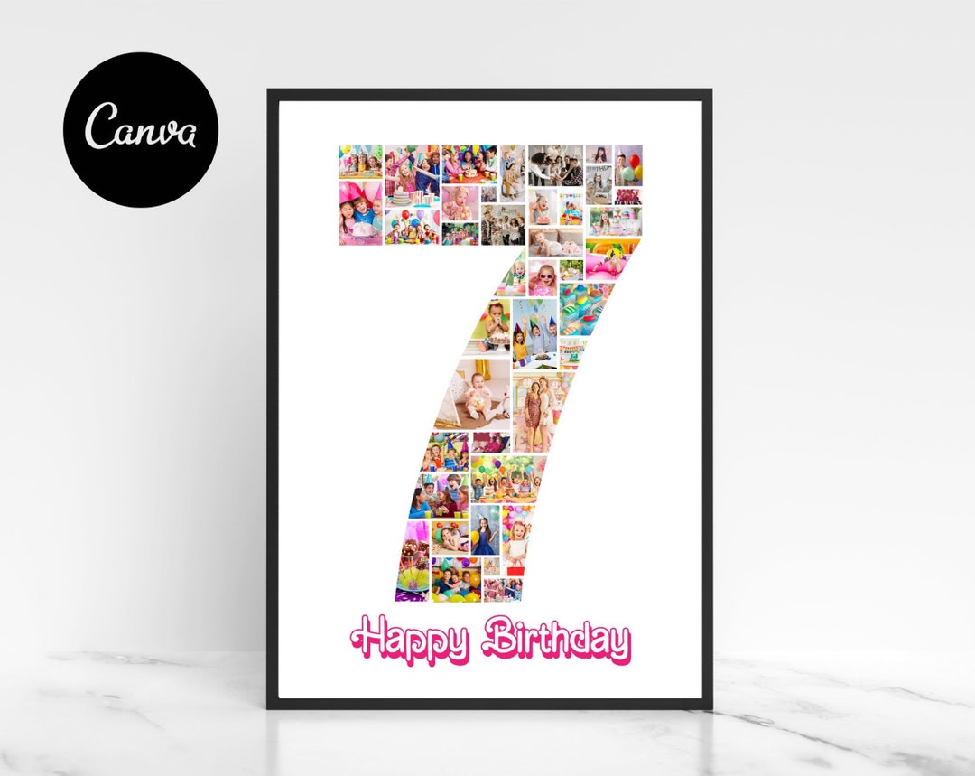 7th Birthday Photo Collage, Personalized 7th Birthday Photo Collage ...