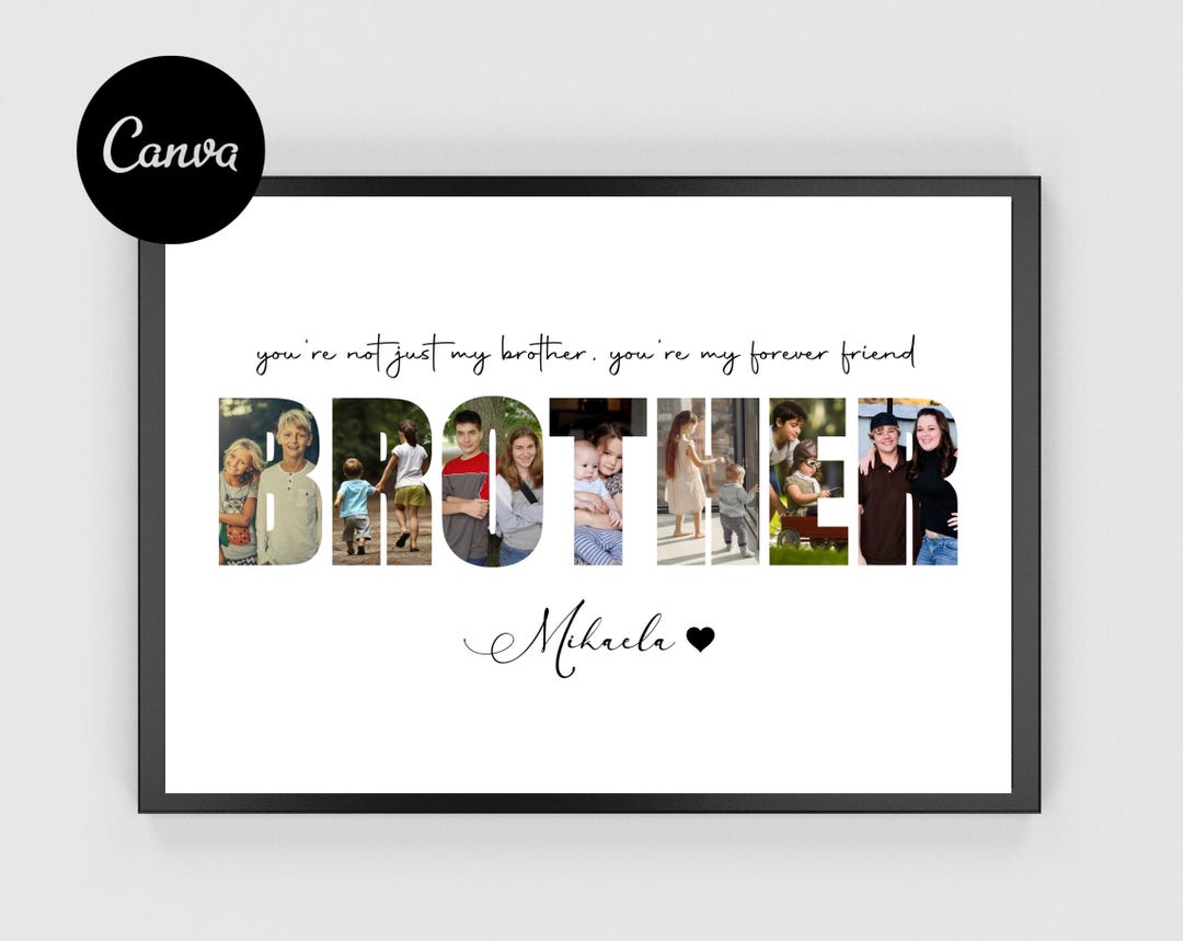 Brother Photo Frame, Personalized Brother Frame, Brother Photo Collage ...