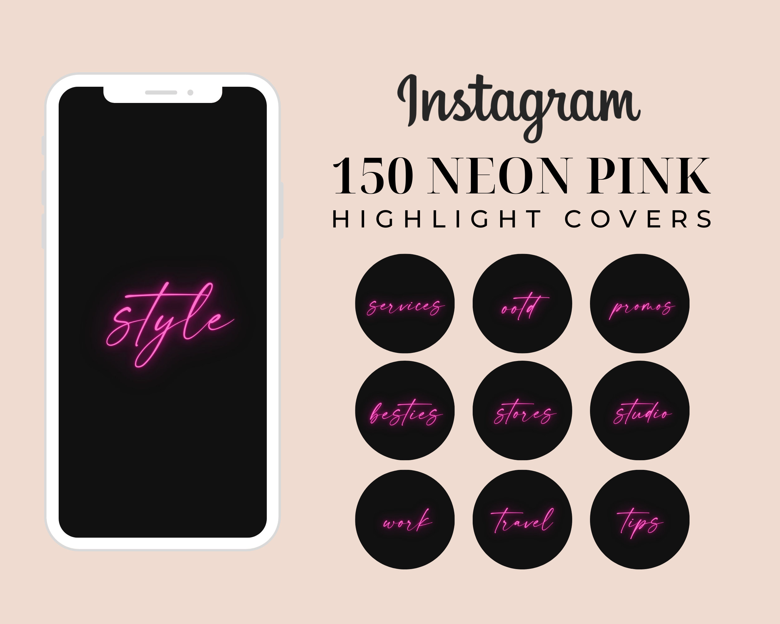 150 Neon Pink Instagram Highlight Covers Instagram Covers - Etsy