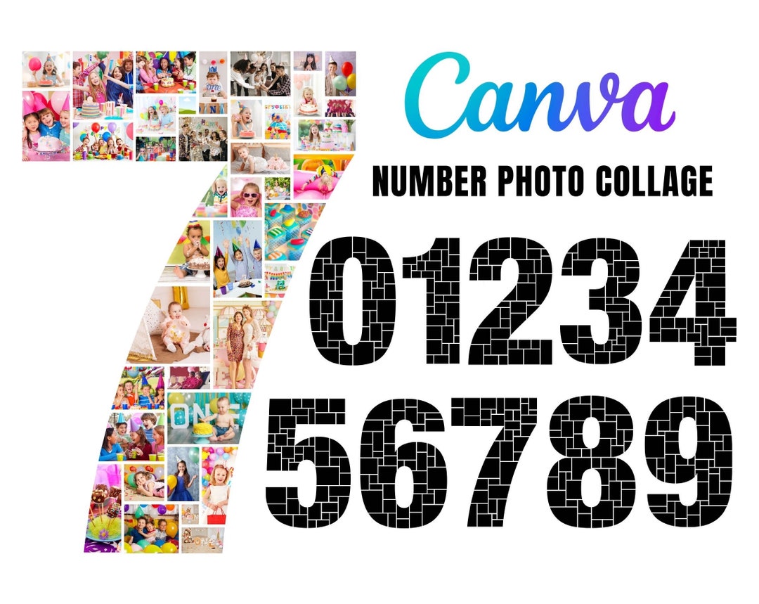 Number Photo Collage, Canva Number Collage, Number Collage, Numbers 0-9, Number Frames Canva ...