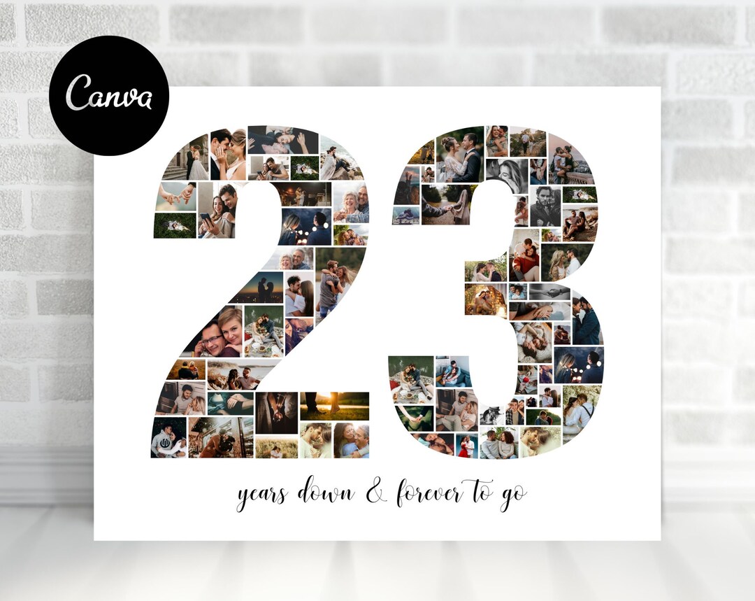 23 Number Photo Collage, Wedding Anniversary Gift, Couple Photo Collage ...