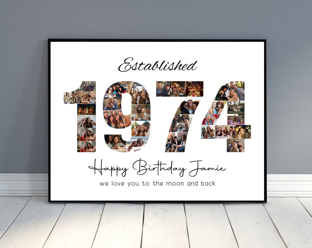 1974 Birthday Collage, 50th Birthday Collage, Birthday Gift, Number ...