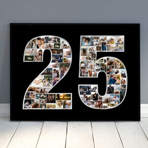 25th Anniversary Photo Collage, 25th Photo Collage, Number Photo ...