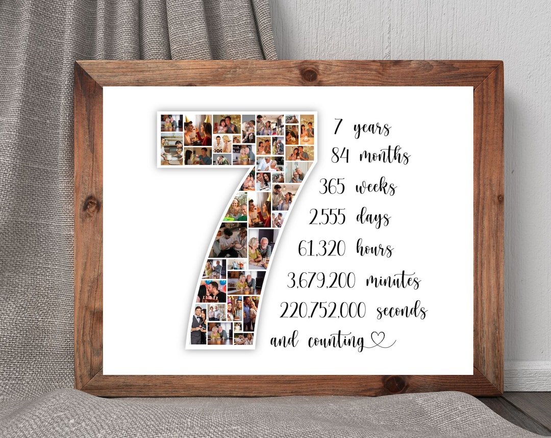 7th Anniversary Photo Collage, Number Collage, Number Prints, Gifts for ...