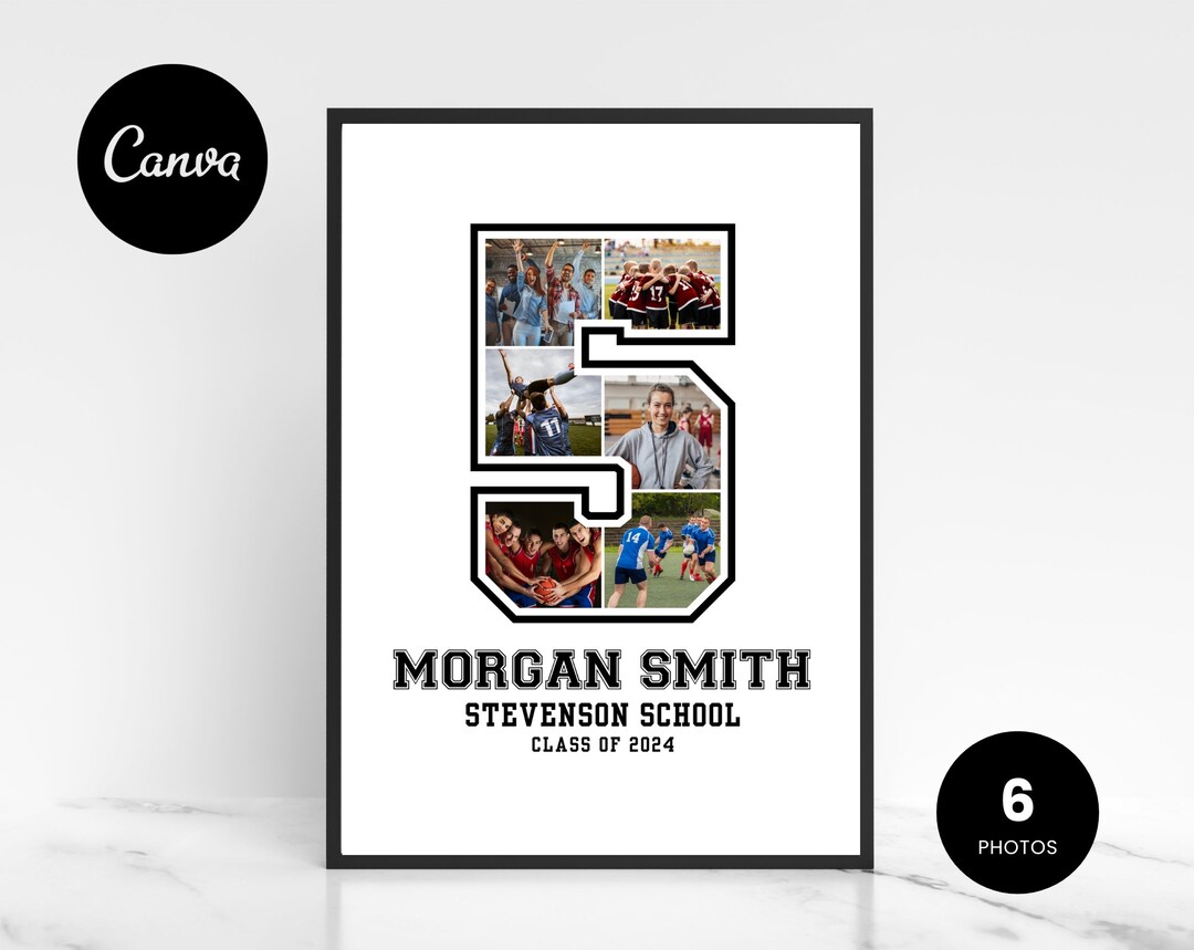 Sports Number Collage, Number 5 Photo Collage, Personalized Gifts ...