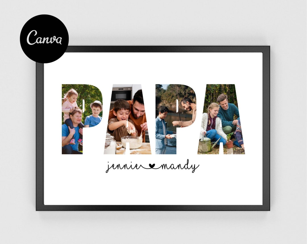 Papa Photo Frame, Papa Photo Collage, Dad Photo Print, Special Gift for ...