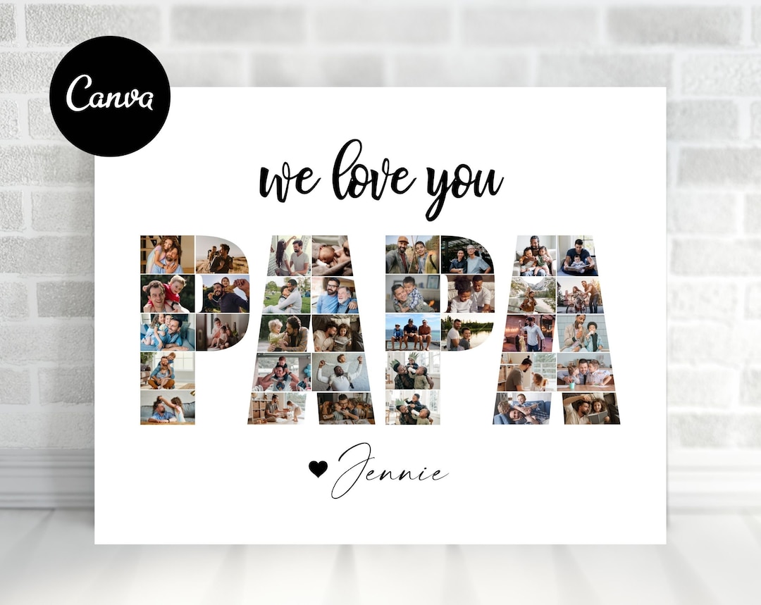 Papa Photo Collage, Papa Photo Frame, Fathers Day Gift, Papa Present ...