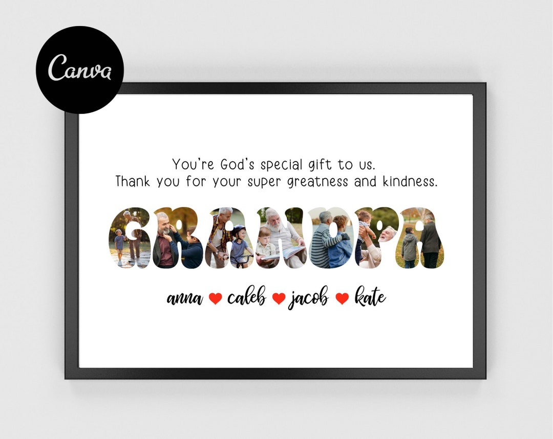 Grandpa Photo Frame, Personalized Grandpa Frame, Grandpa Photo Collage ...
