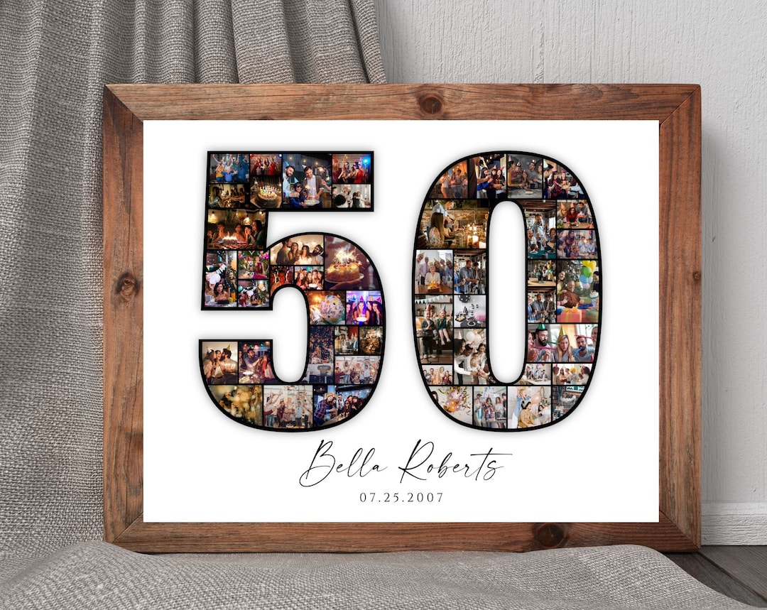 50th Birthday Collage, Personalized 50th Birthday Photo Collage, Family ...