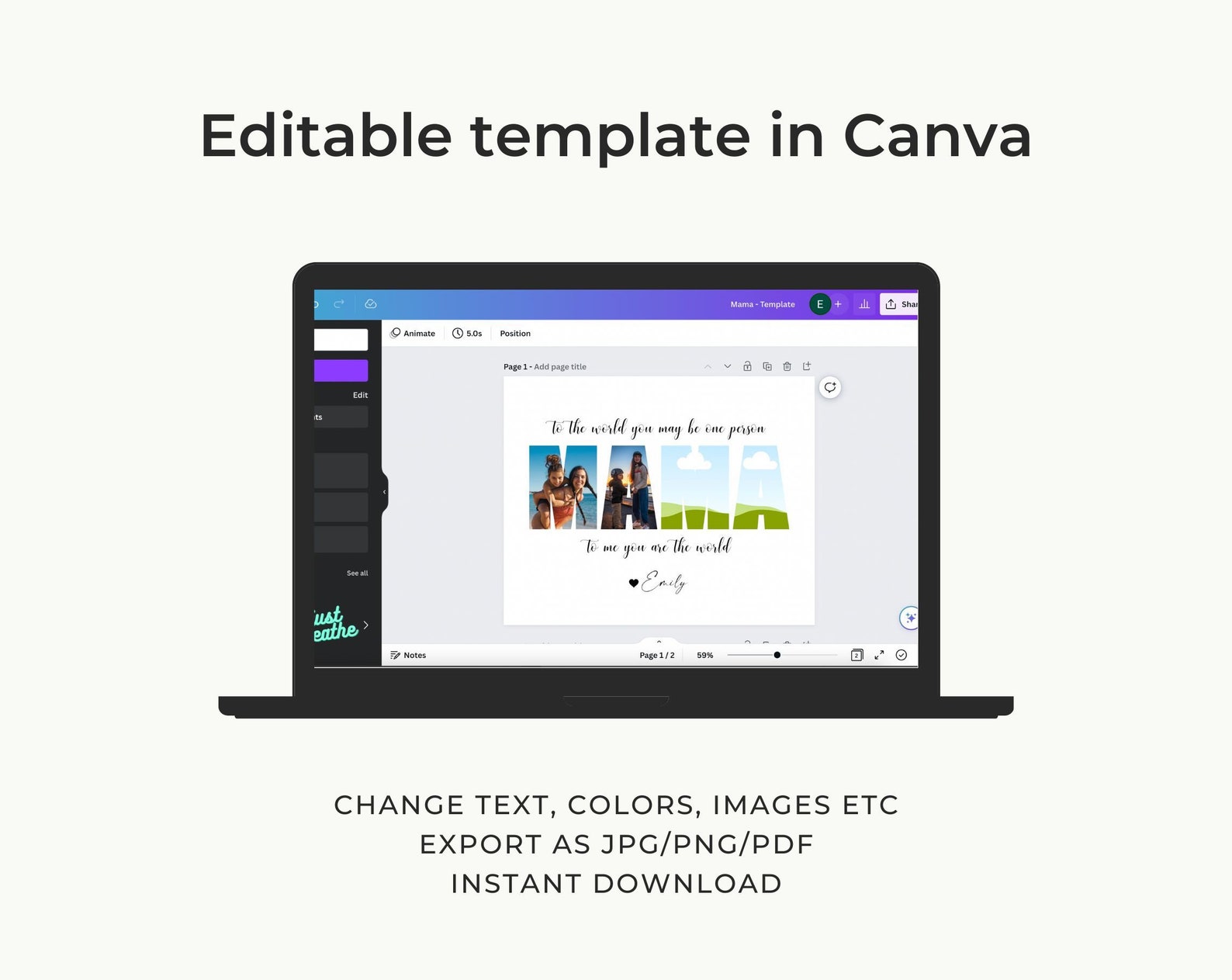 Mama Photo Collage, Mama Photo Frame, Personalized Mom Frame, Mother's ...