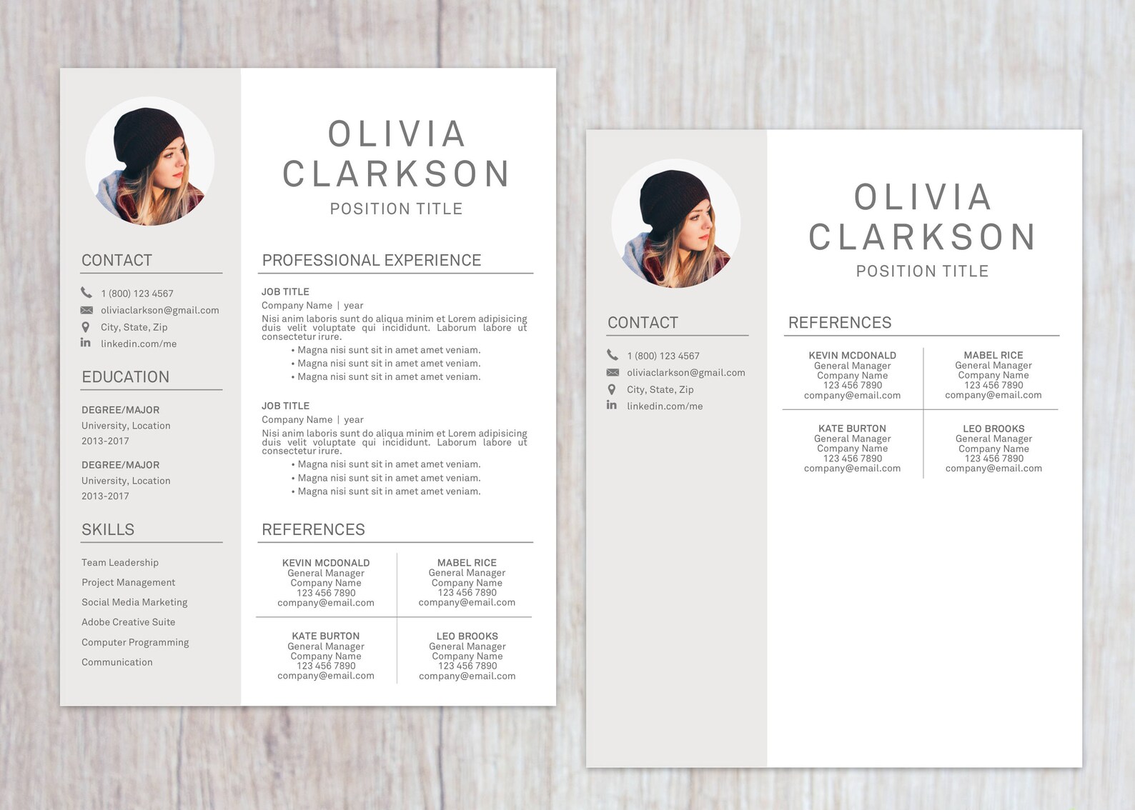 Modern Resume Template CV Template Cover Letter - Etsy Canada