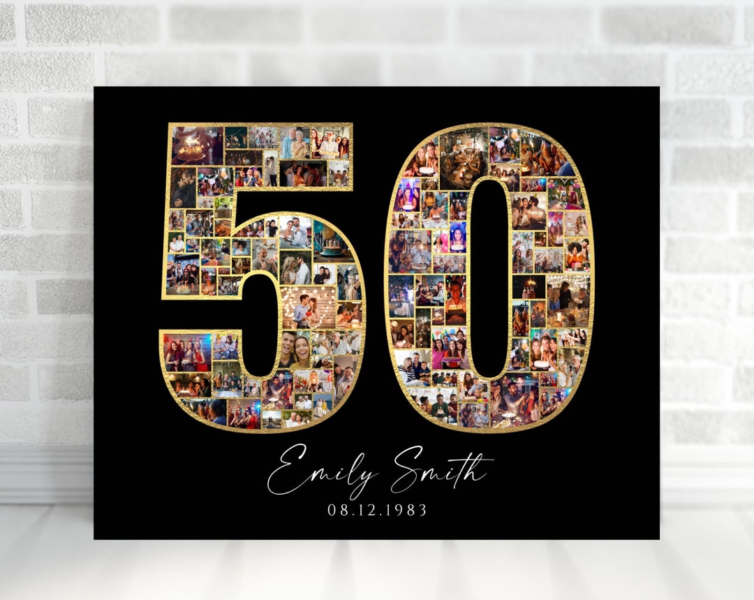 50th Birthday Photo Collage, 50th Number Collage, 50th Anniversary ...