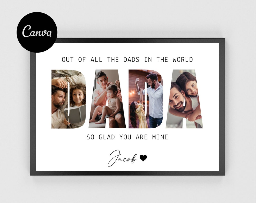 Dada Photo Collage, DIY Canva Template, Dad Photo Collage, Personalized ...