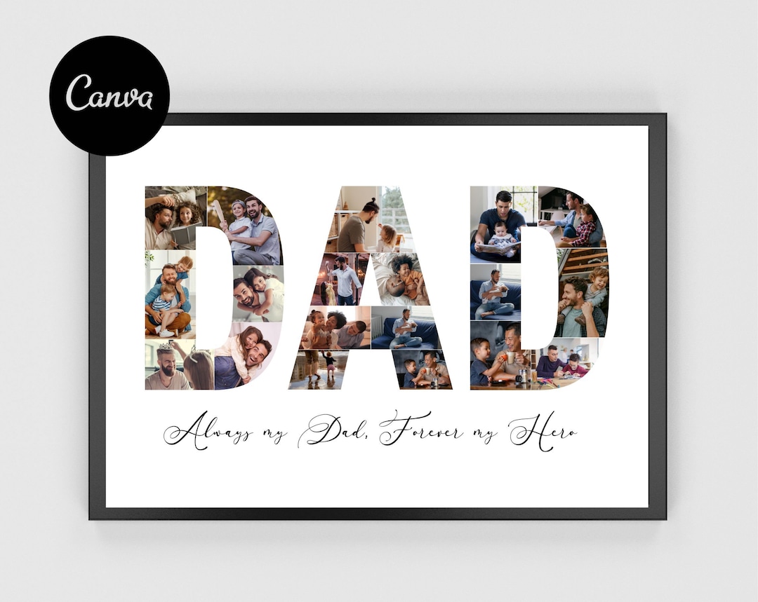 Dad Photo Collage, DIY Canva Template, Dad Photo Collage, Personalized ...