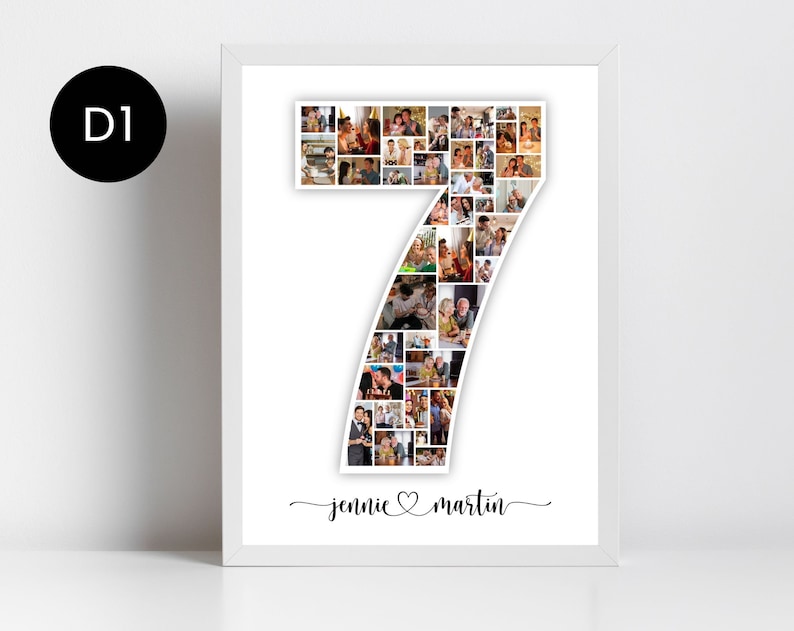 Custom Number Photo Collage Photo Collage Number Photo Collage Gold ...