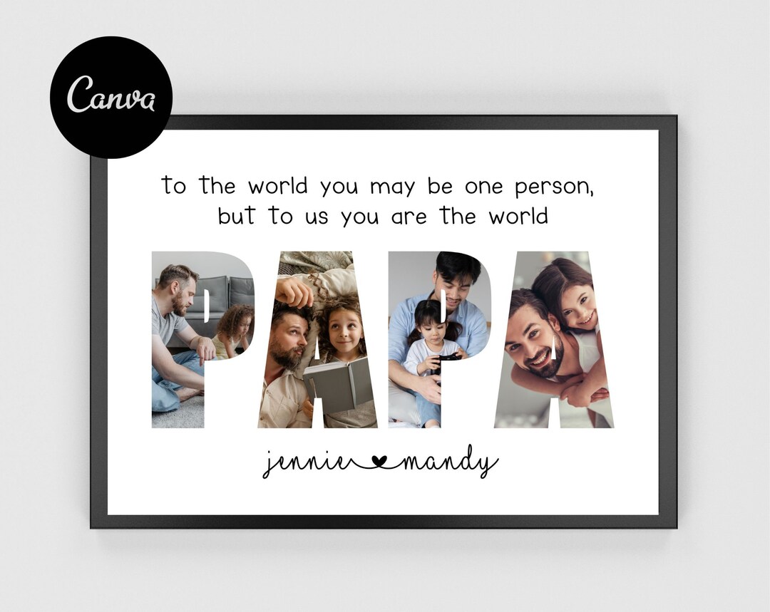 Papa Photo Frame, Papa Photo Collage, Dad Photo Print, Special Gift for ...