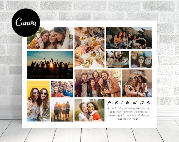 Friends Photo Collage Template, Customizable Gift (digital Download ...