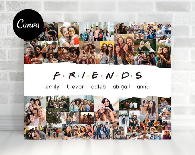 Friends Photo Collage Template, Customizable Gift (digital Download ...