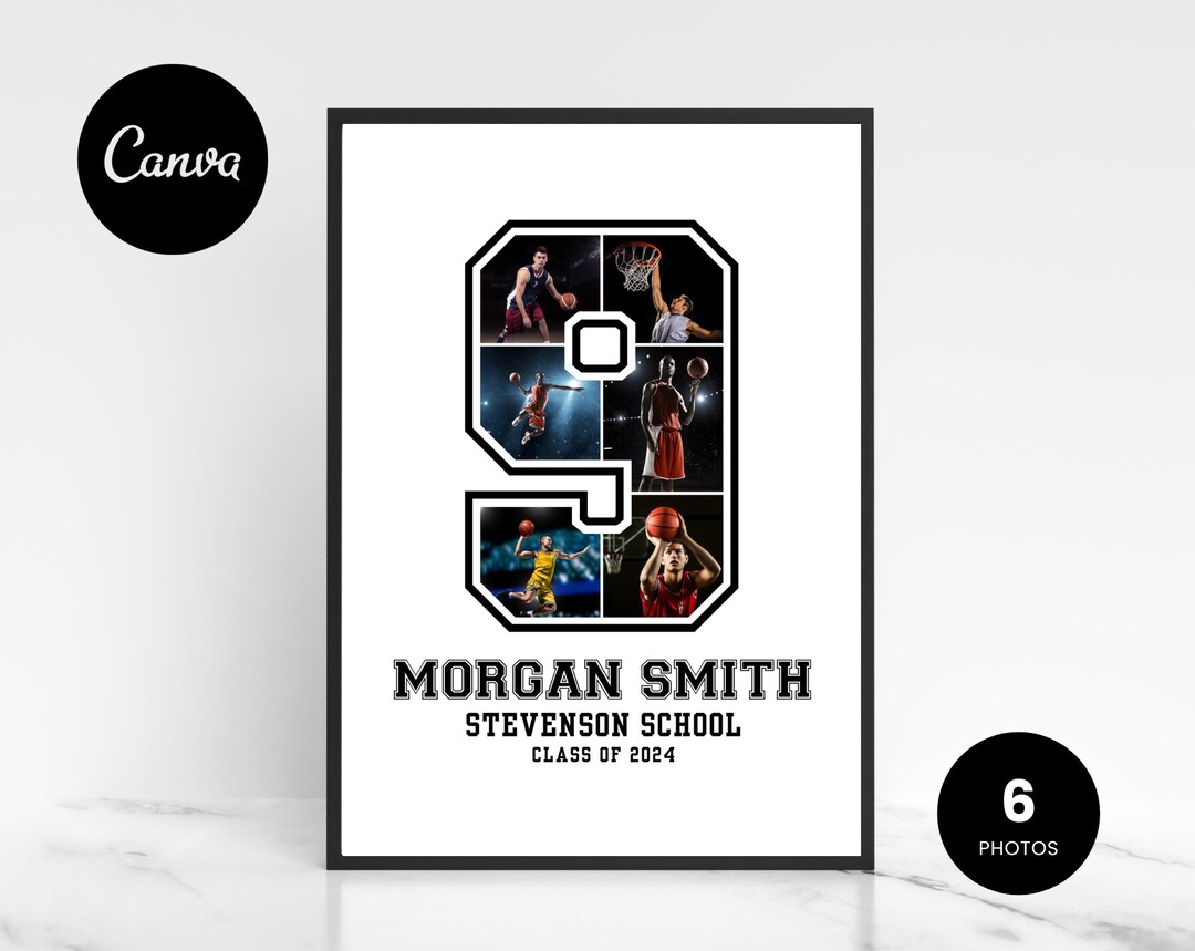 Sports Number Collage, Number 9 Photo Collage, Personalized Gifts ...