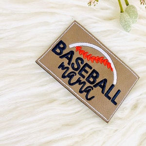 Baseball Mama Leather Hat Patch, Embroidered Leather Patches, Leather ...