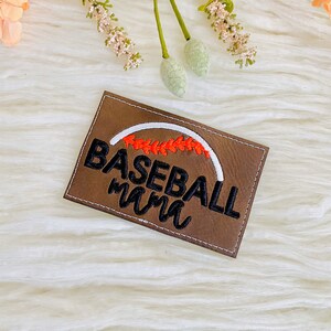 Baseball Mama Leather Hat Patch, Embroidered Leather Patches, Leather ...