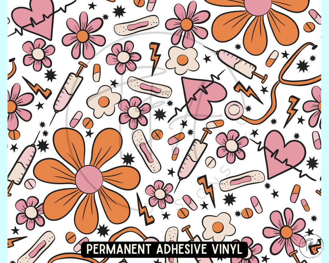Printed Vinyl Sheets Pattern Adhesive Vinyl Nurse Pattern - Etsy