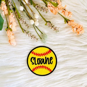 Softball Name Patch, Custom Softball Iron on Patch, Iron on for Hat ...
