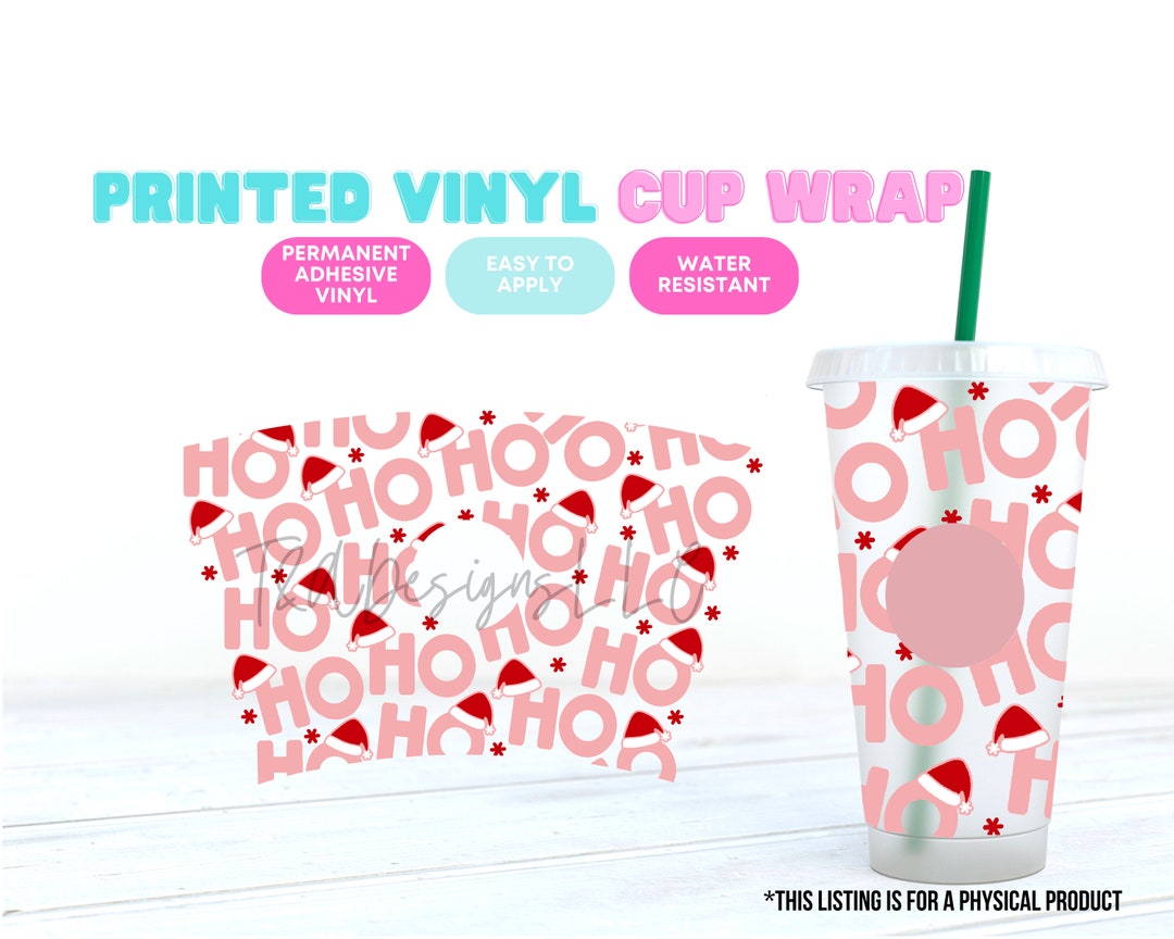 Christmas Cup Wrap, Ready to Use Cup Wrap, 24oz Cold Cup Wrap, Vinyl ...