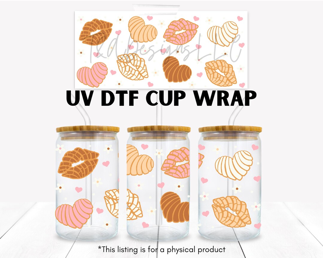 Concha Hearts Uv Dtf Cup Wrap, Concha Sticker, Uv Transfers, Uv Dtf ...