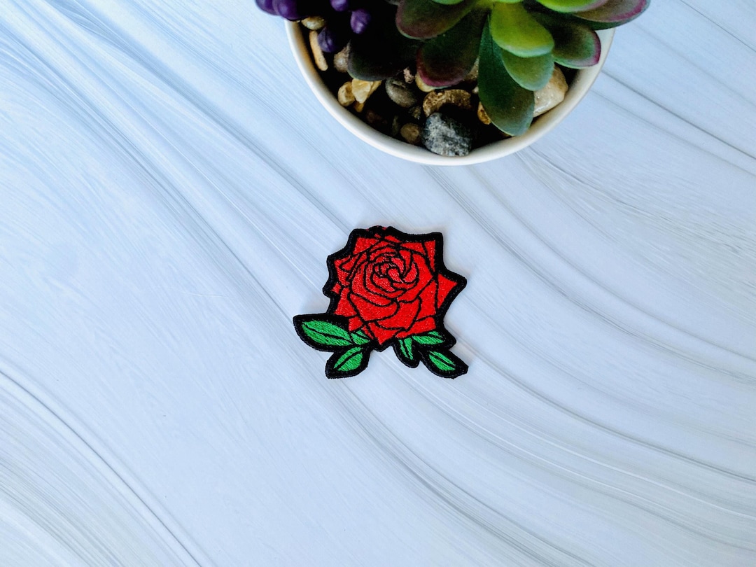 Rose Iron On, Embroidered Rose, Trucker Hat Patches, Patch for Hats ...
