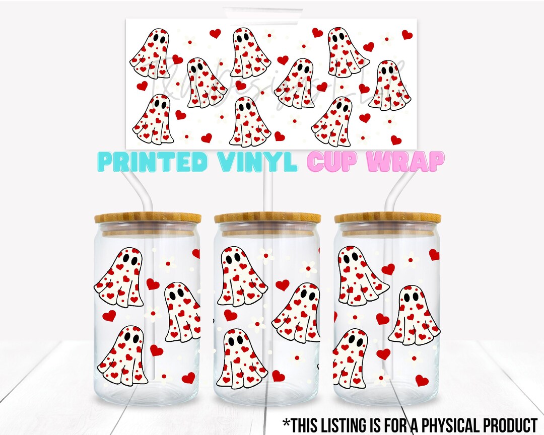 Valentines Ghost Vinyl Cup Wrap, Spooky Valentines Cup Wrap, Vinyl ...