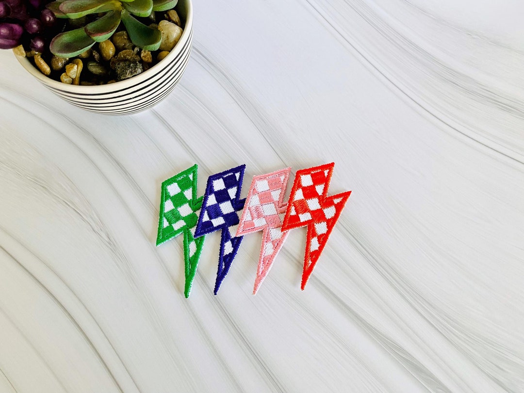 Checkered Bolt Patch, Lightning Bolt Hat Patch, Lightning Patches ...