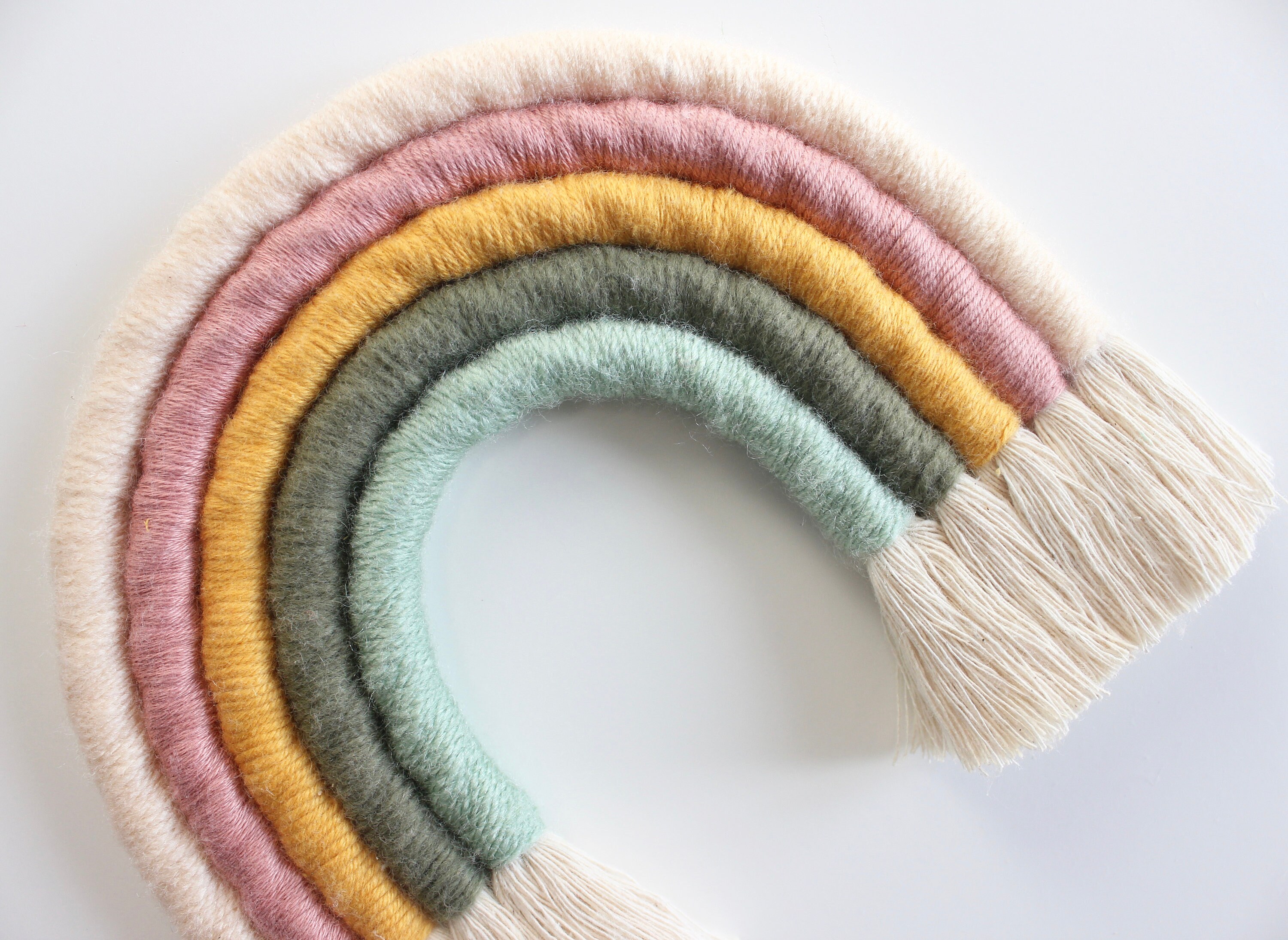 Pink And Earthy Fibre Rainbow Macrame Nursery Decor | Etsy