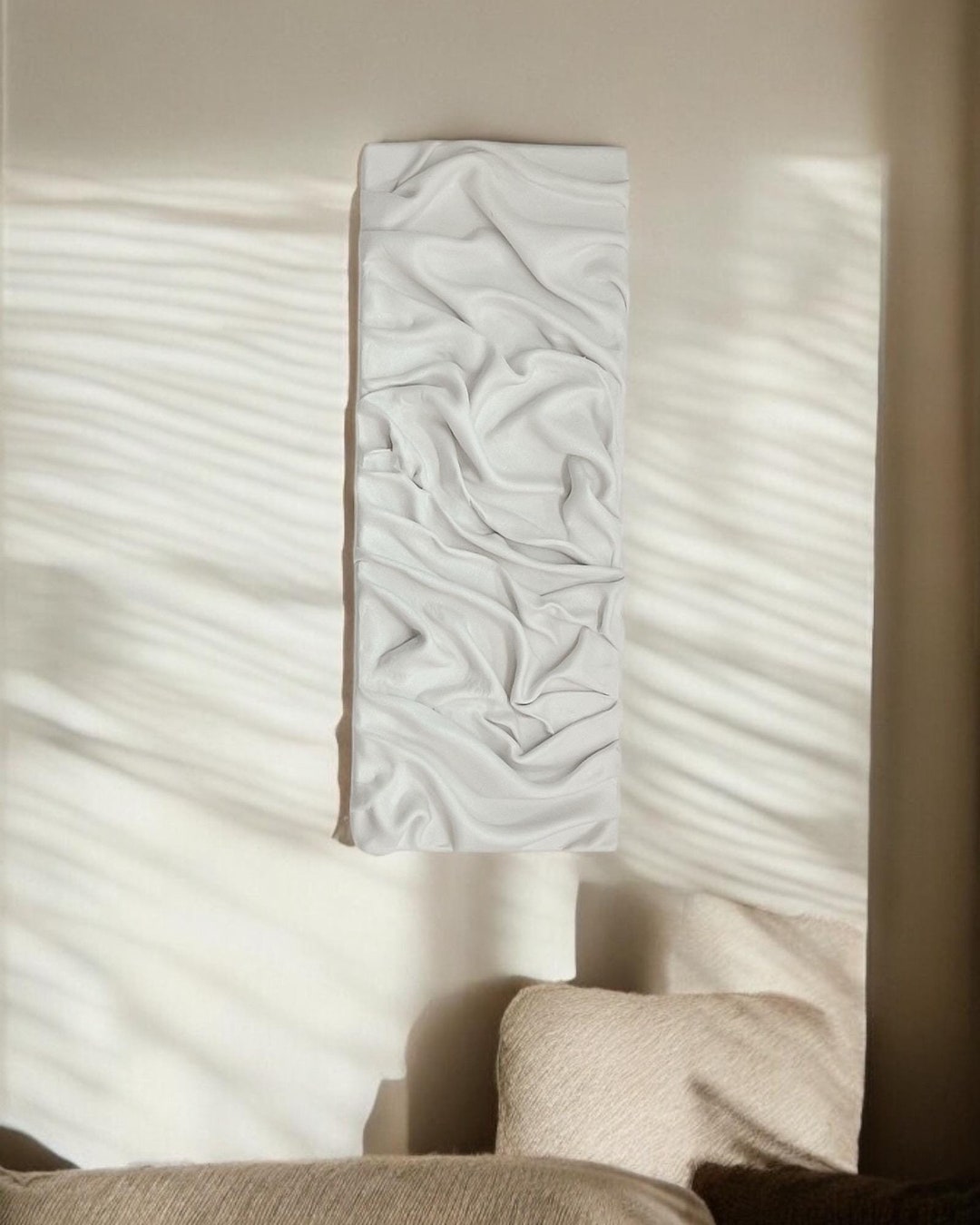 Neutral Wall Decor | Plaster Wall Art | 3D Draped Fabric Effect ...