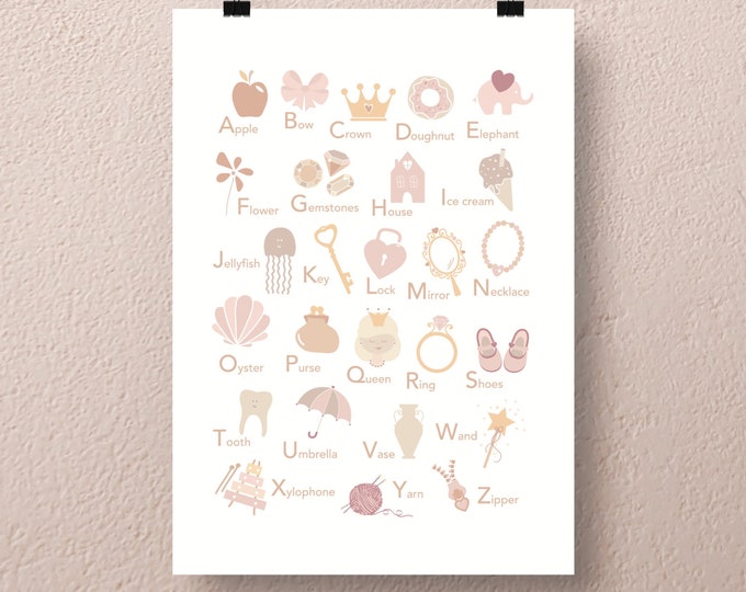 Alphabet Printable Alphabet Girls Print Girls Nursery Art Print ...
