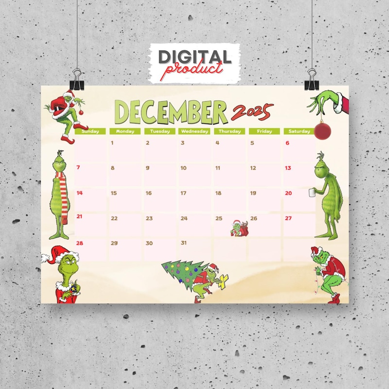 Grinch Calendars - Etsy